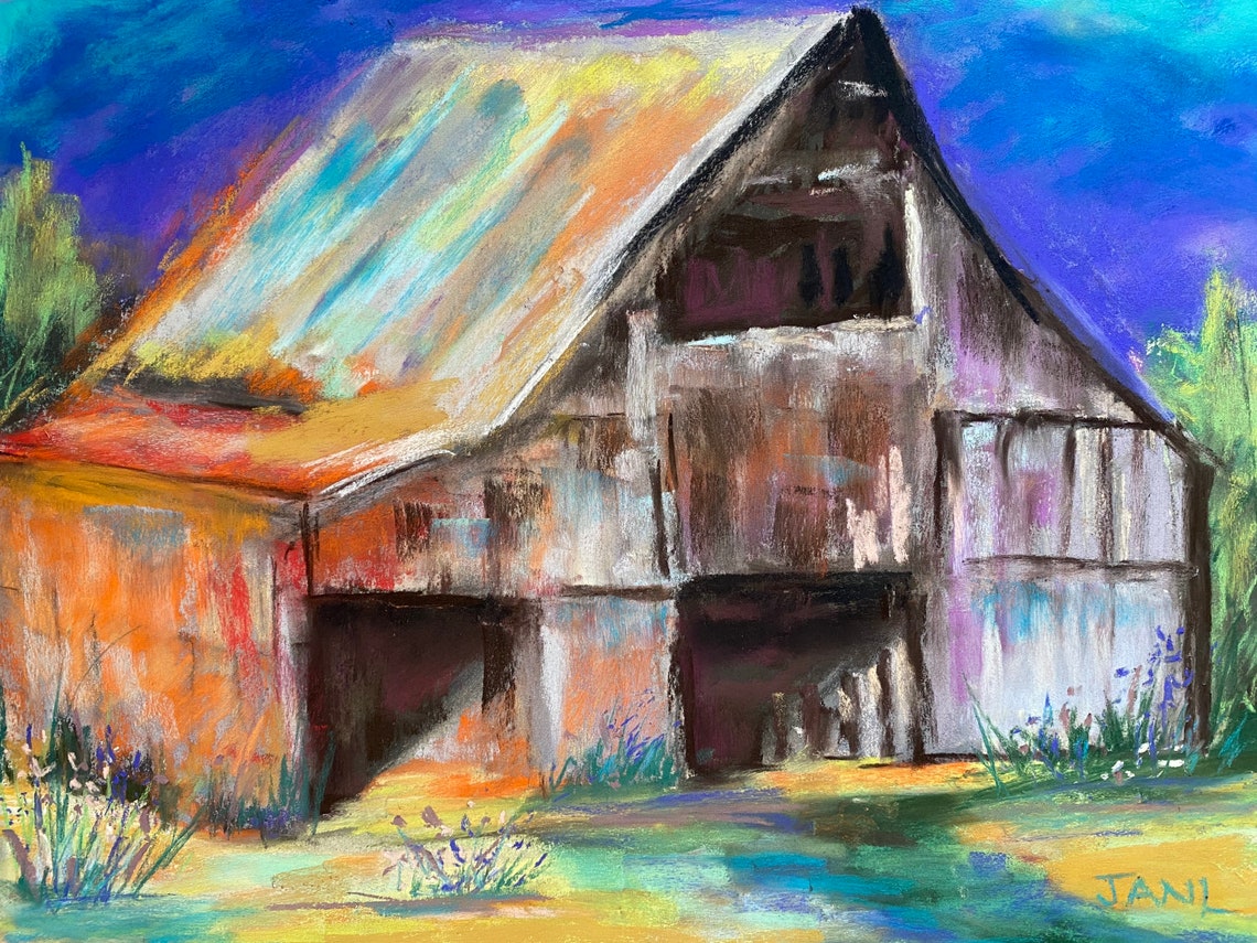 Barn Original Pastel “golden Light” Painting 13 X 10 Fine Landscape ...