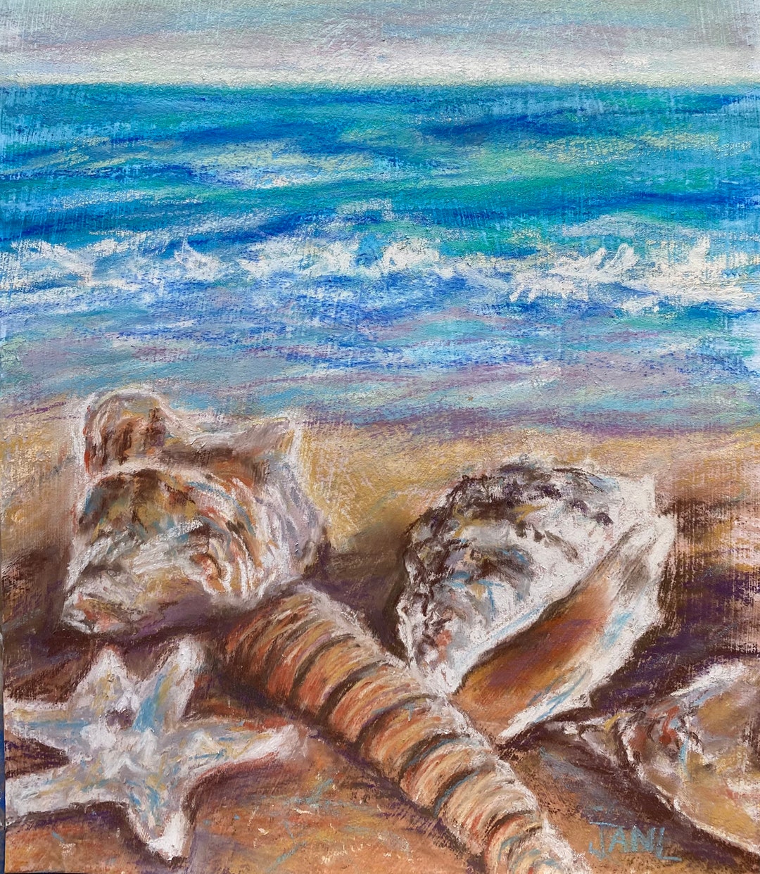 Seashells on the Beach Original Pastel Painting 11 X 17 - Etsy