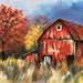 Fall Red Barn in Countryside Original Pastel Painting 12 X 17 Autumn ...