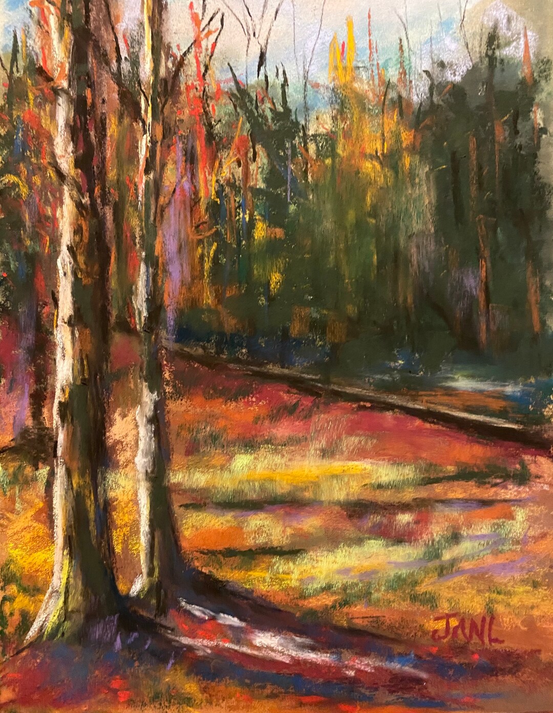 Fall Sunset Painting Pastel Original Art 9 X 12 “red Autumn Trees” by ...