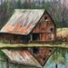 Barn Reflection Pastel Painting 9x 12 Original Calm Rustic Red Barn in ...