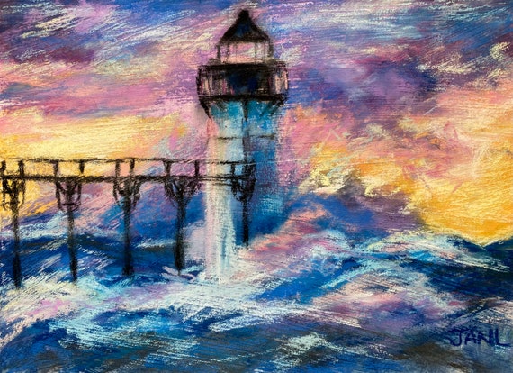 Lighthouse Pastel Painting Original Art 9 X 12 St Joseph | Etsy