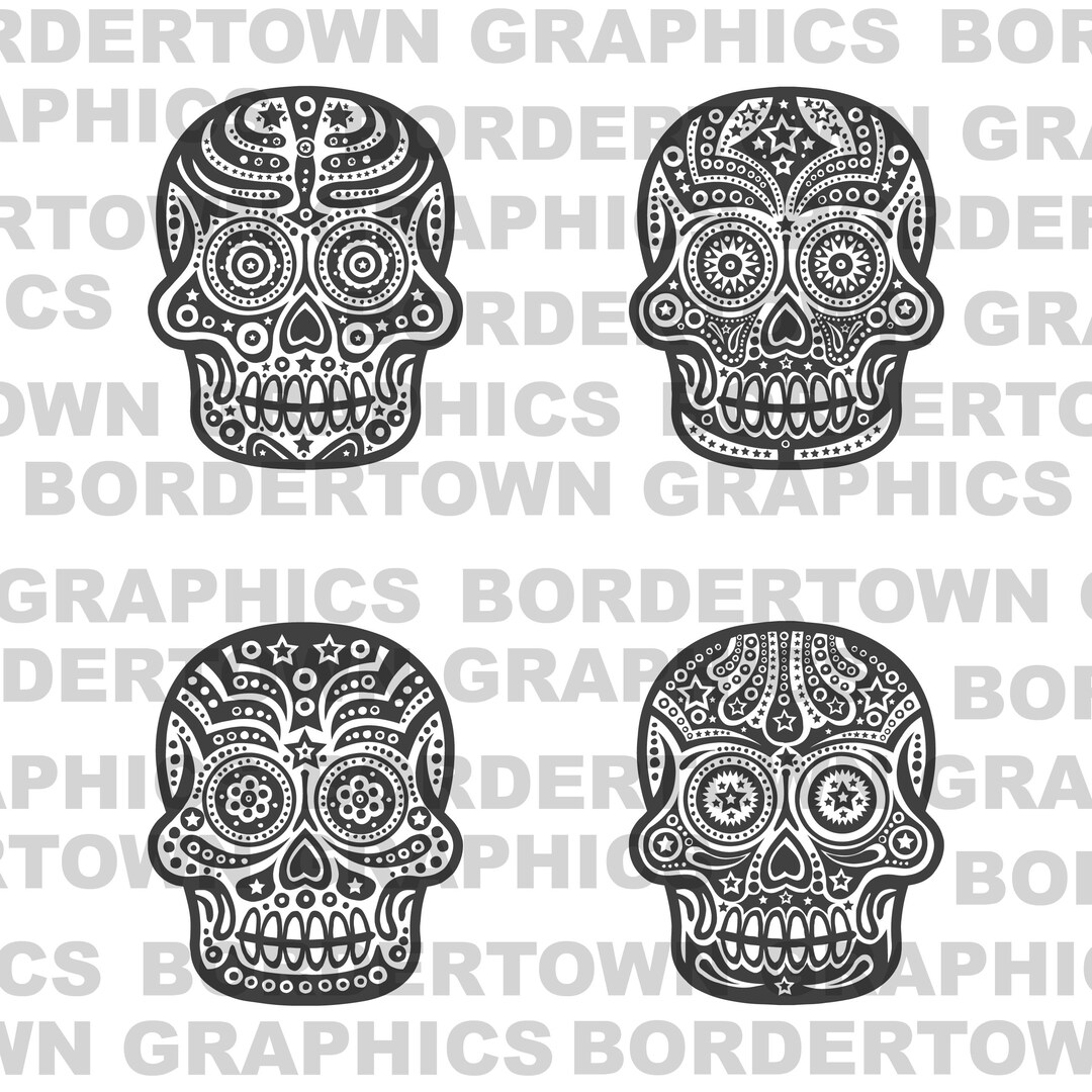 Sugar Skull Vector Pack, Svg Cut File for Halloween Decoration ...