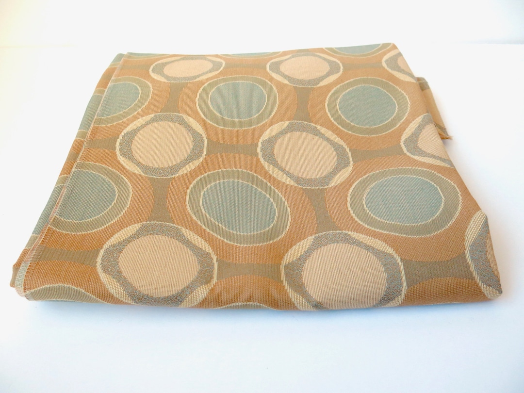 Upholstery Fabric Sample With Round Forms - Beige, Light Blue, Tan ...