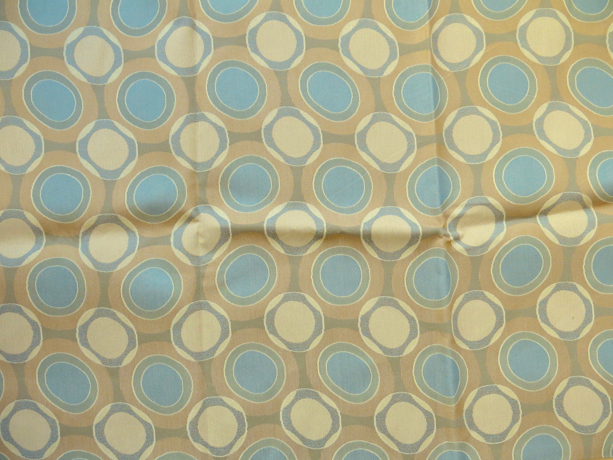Upholstery Fabric Sample With Round Forms - Beige, Light Blue, Tan ...