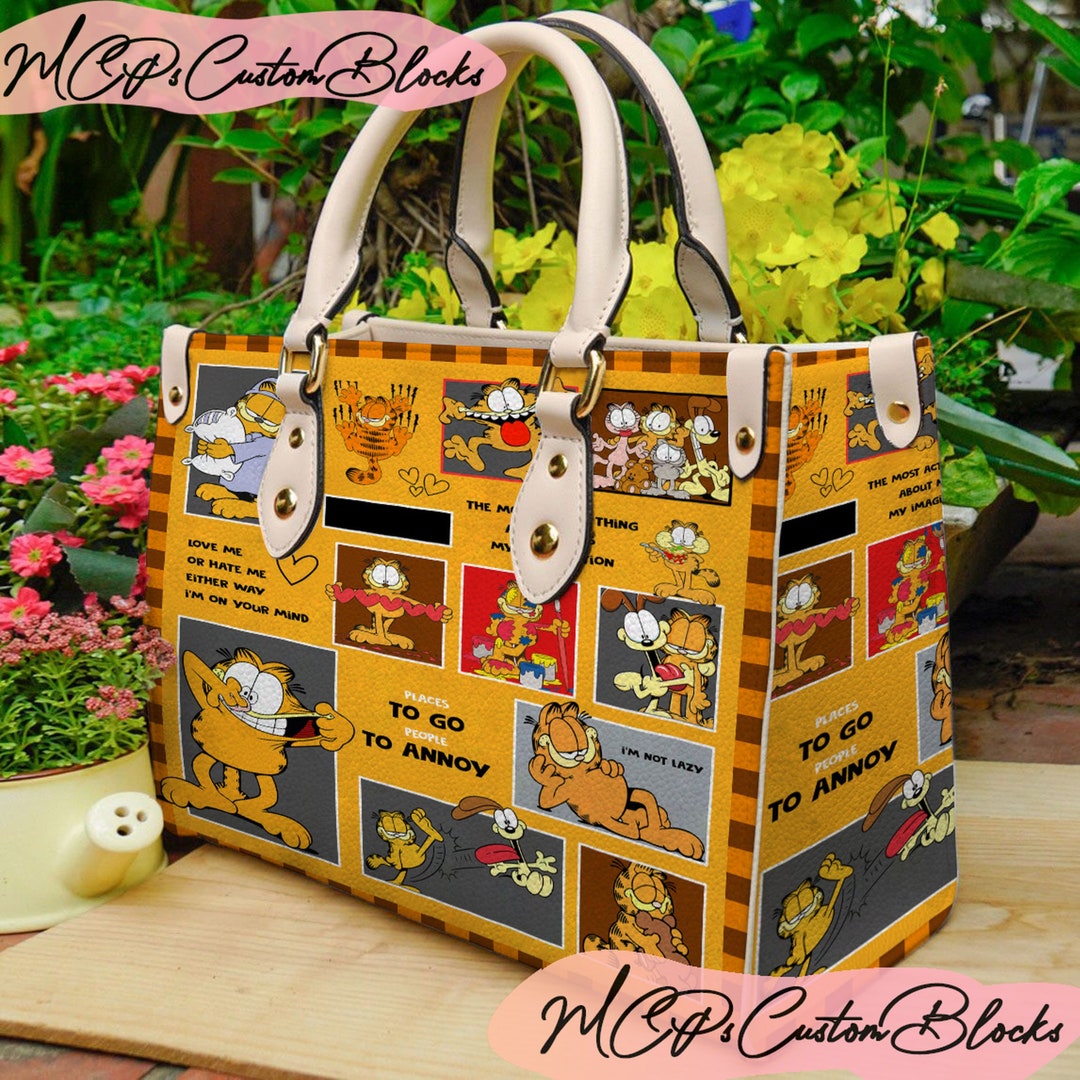 Garfield Cat Personalized Leather Bag, Garfield Cat Shoulder Bag ...