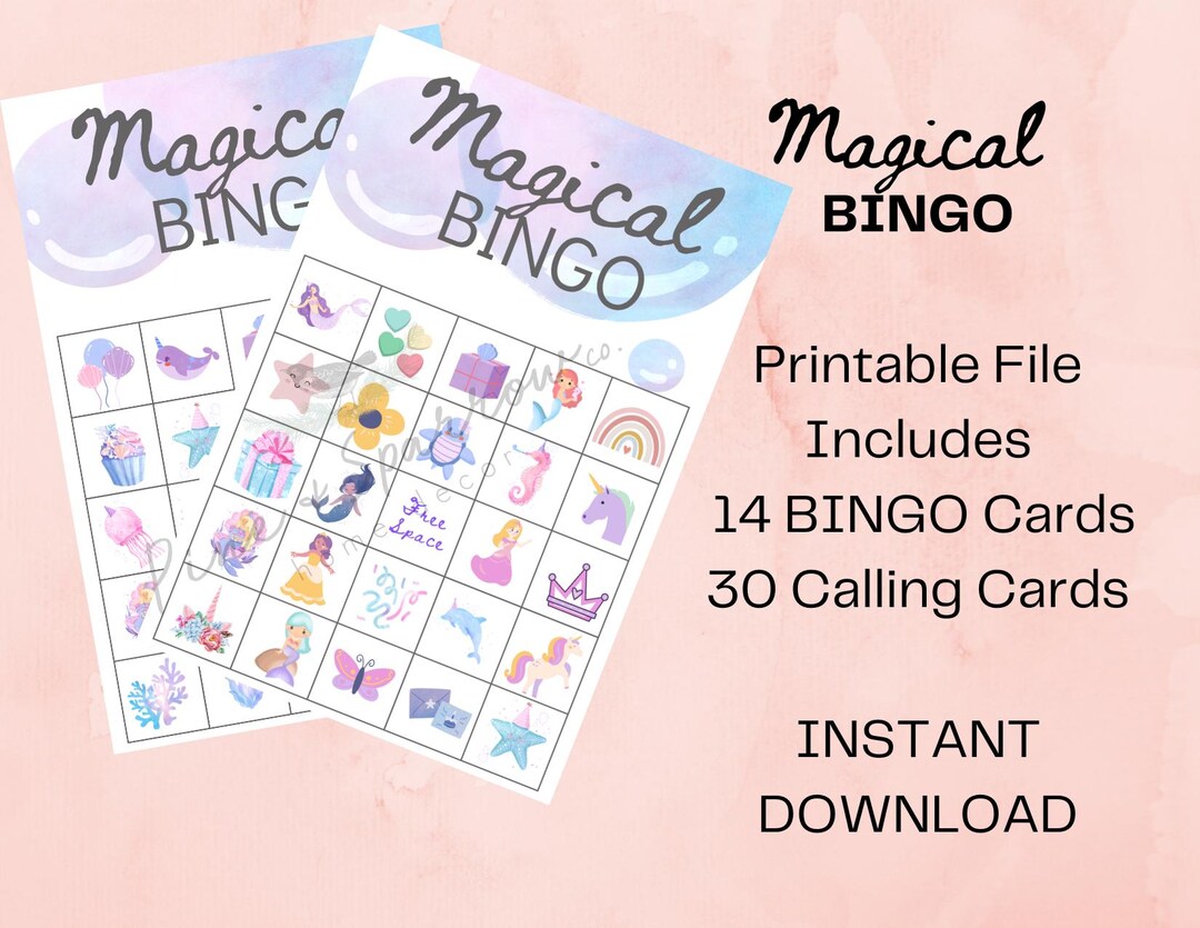 Magical Bingo Game . Kids Birthday Party Game . Unicorn Game . Bingo ...