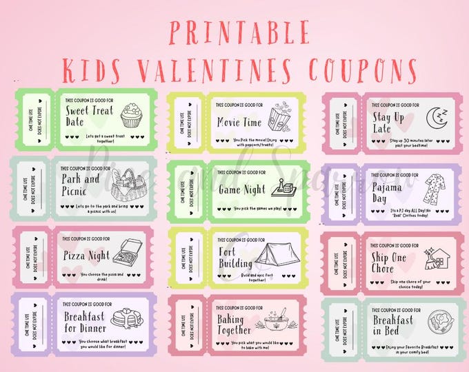 Printable Valentines Kids Coupon Book . Digital Download . Valentines ...