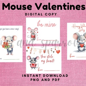 Mouse Valentines Cards . Classroom Valentines . Valentines . Digital ...