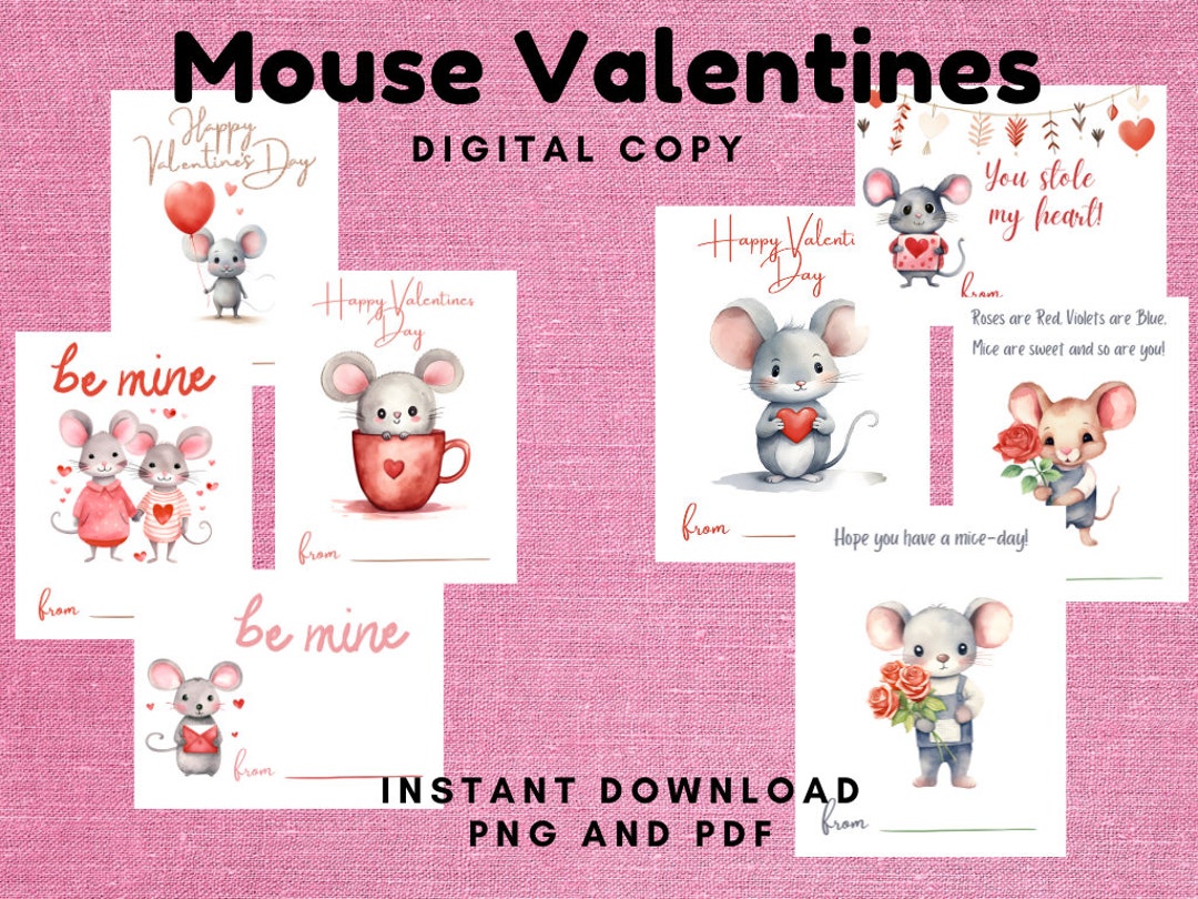 Mouse Valentines Cards . Classroom Valentines . Valentines . Digital ...