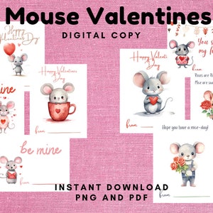 Mouse Valentines Cards . Classroom Valentines . Valentines . Digital ...