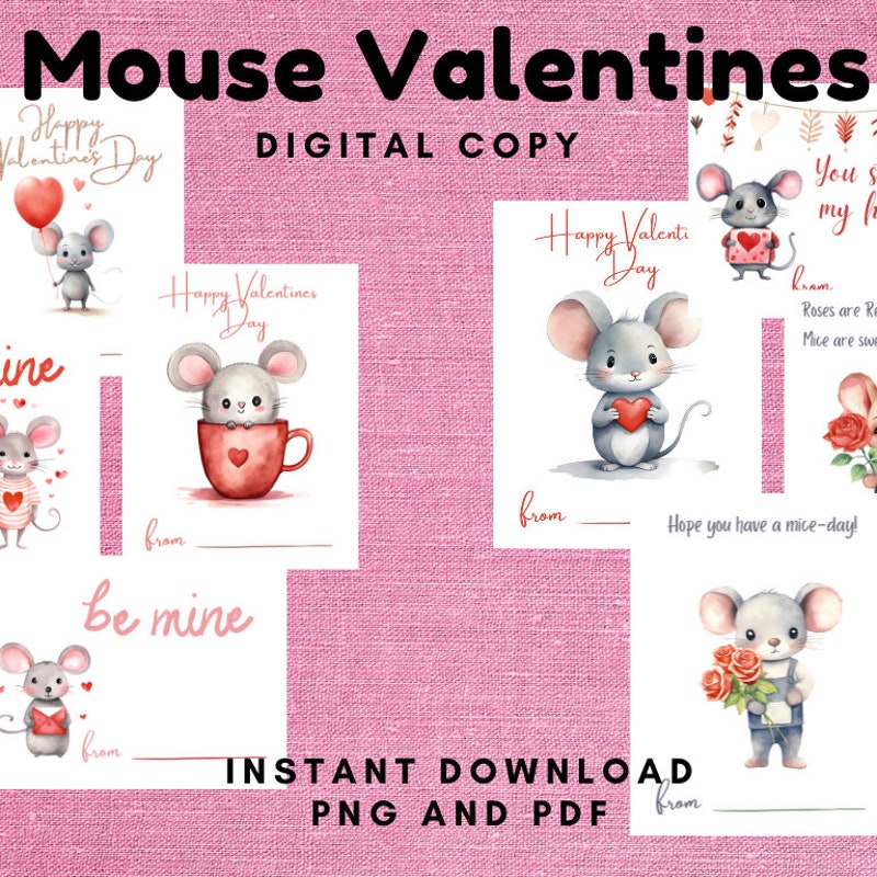 Mouse Valentine Card - Etsy