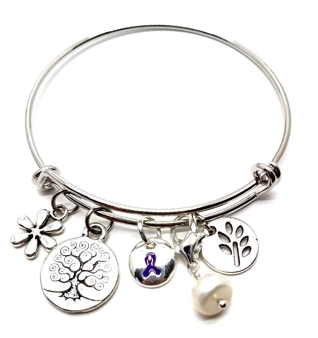 Purple Ribbon Bracelet, Purple Ribbon Awareness Jewelry, Cystic ...