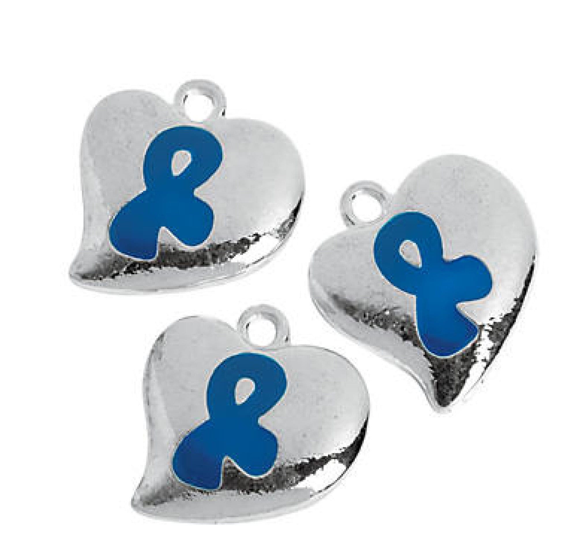 6 Awareness Ribbon Charms, Ribbon Heart Charms, Jewelry Charms, Black ...