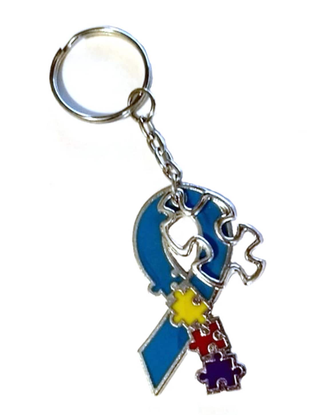 Autism Awareness Key Chain, Autism Awareness Gift, Puzzle Piece Ribbon ...
