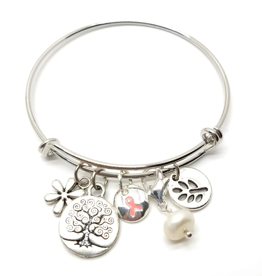 Pink Ribbon Bracelet, Pink Ribbon Awareness Jewelry, Breast Cancer ...