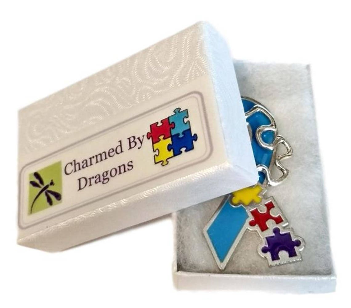 Autism Awareness Key Chain, Autism Awareness Gift, Puzzle Piece Ribbon ...