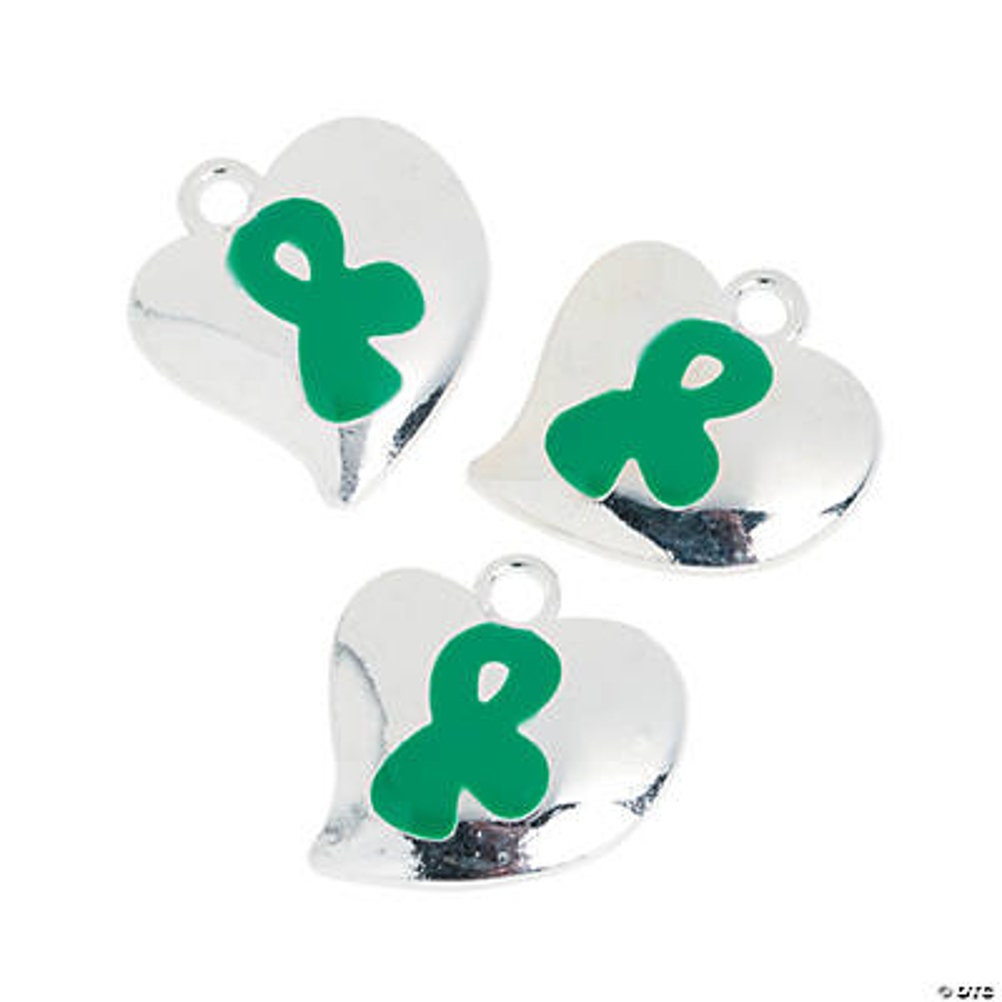 6 Awareness Ribbon Charms, Ribbon Heart Charms, Jewelry Charms, Black ...