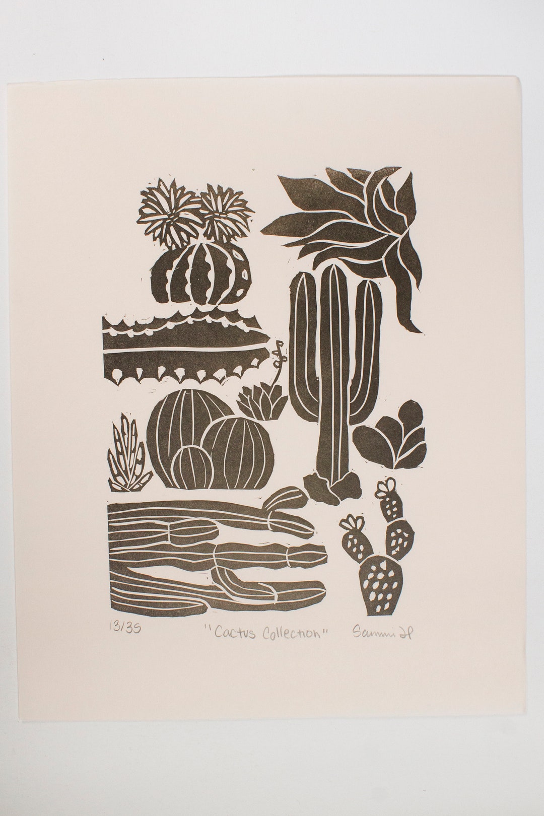 Cactus Collection Handmade Linocut Print - Etsy