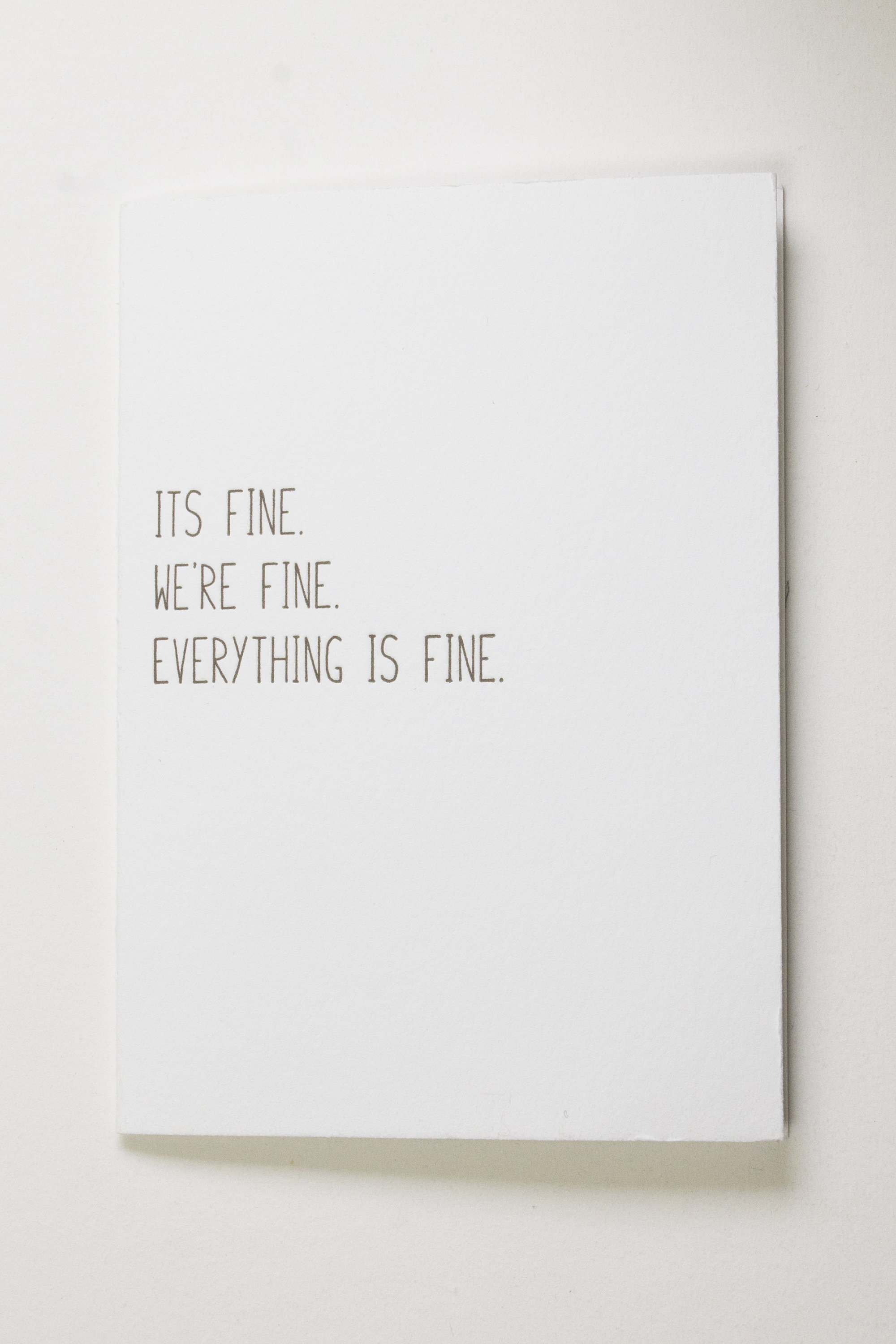 Everything is Fine Letterpress Card - Etsy