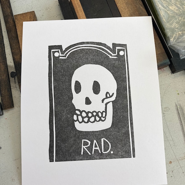 Skull Linocut - Etsy