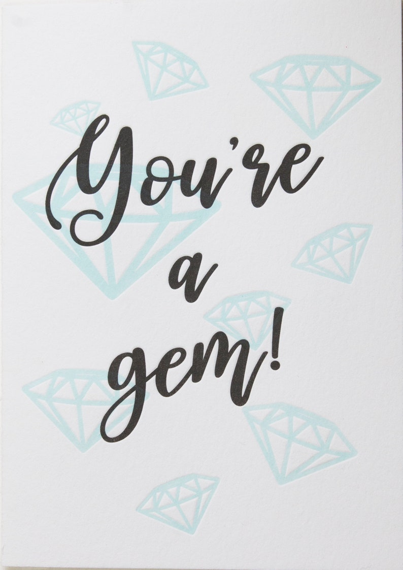 You’re a Gem Letterpress Thank You Card - Etsy
