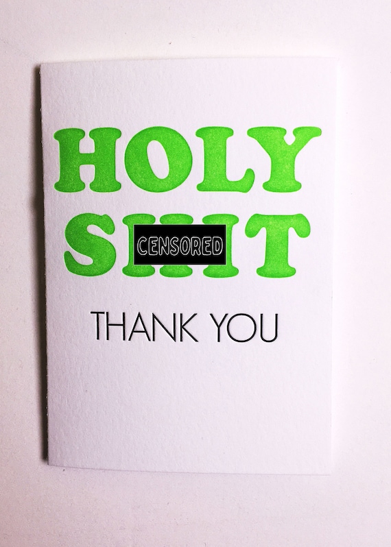 Holy Sht Thank You Letterpress Thank You Card | Etsy
