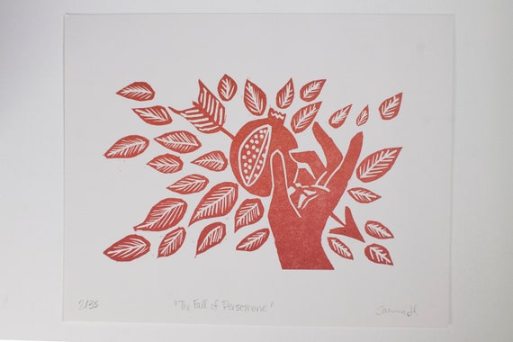 Greek Mythology Inspired Linocut Print the Fall of - Etsy