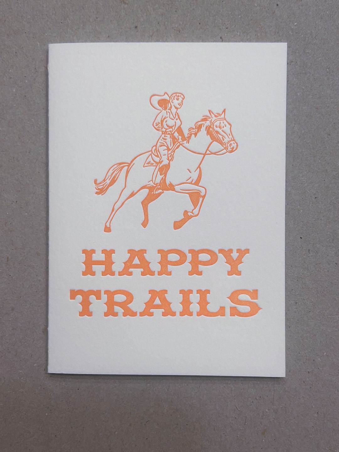 Happy Trails Cowgirl Retirement or Moving Letterpress Greeting Card - Etsy