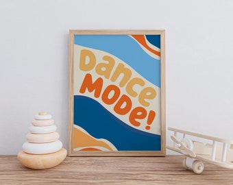 Bluey Dance Mode Digital Print Wall Art - Vibrant Cartoon Kids Room ...