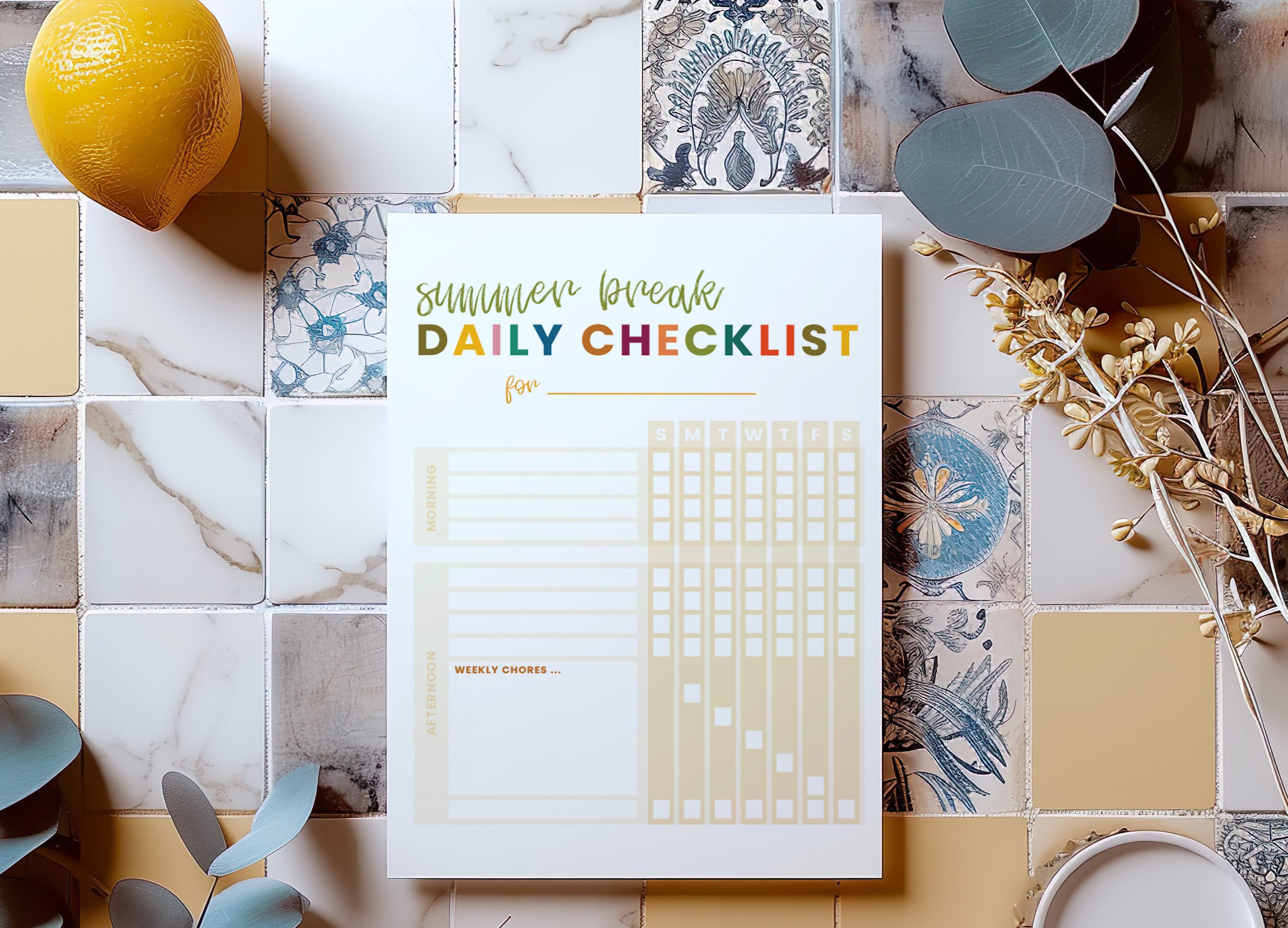 Kids Summer Planner Printable Bundle Summer Fun Daily Checklist, Screen ...