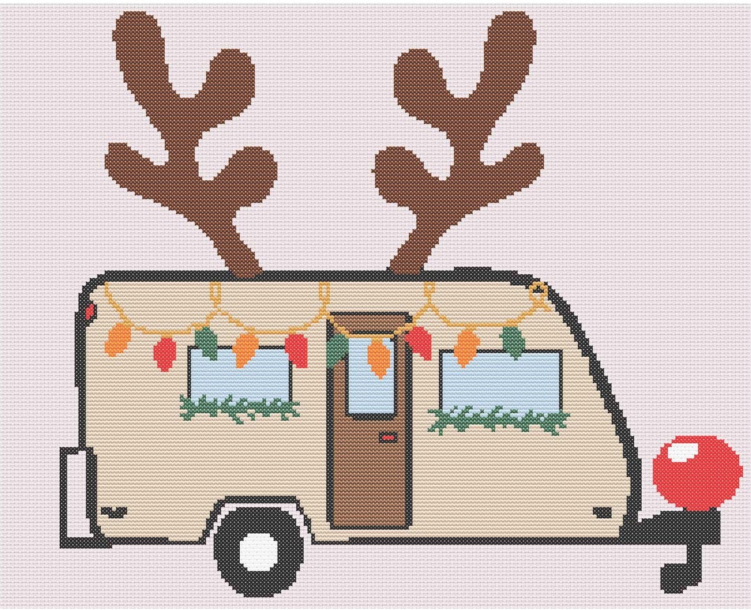 Rudolph Camper Cross-stitch Pattern, Holiday RV (digital PDF) - Etsy