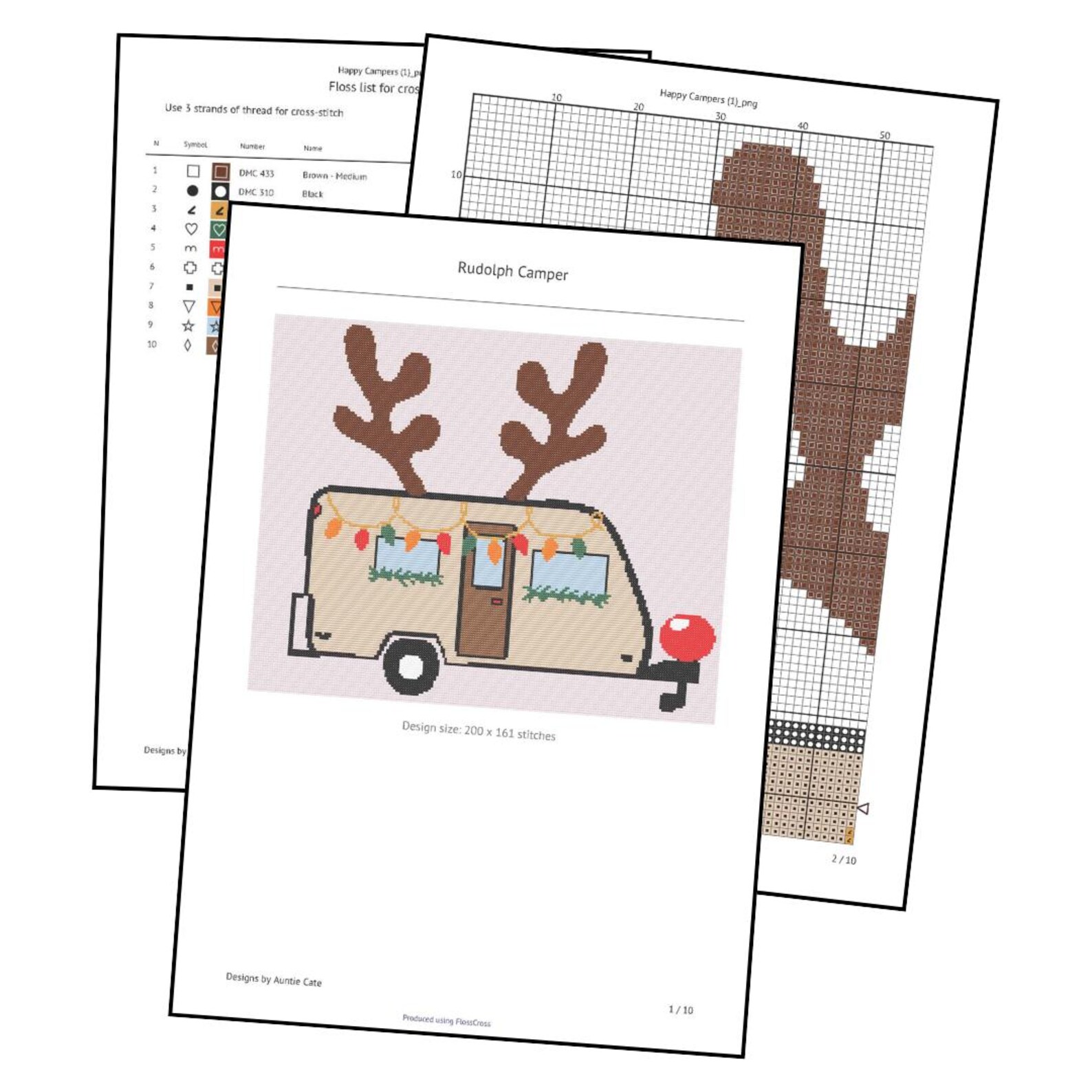 Rudolph Camper Cross-stitch Pattern, Holiday RV (digital PDF) - Etsy