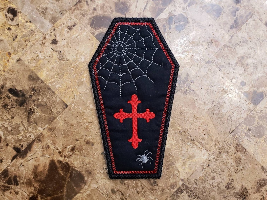 Coffin With Cross Mug Rug Coaster Spider & Spider Web Happy Halloween ...
