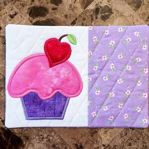 Cupcake With Cherry Mug Rug Happy Birthday Gift Rectangle Coaster ...