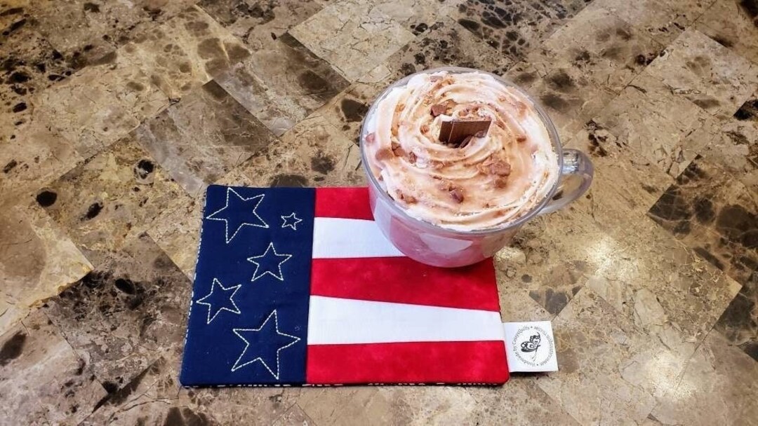 USA Flag Mug Rug Patriotic Rectangle Coaster American Flag 4th of July ...