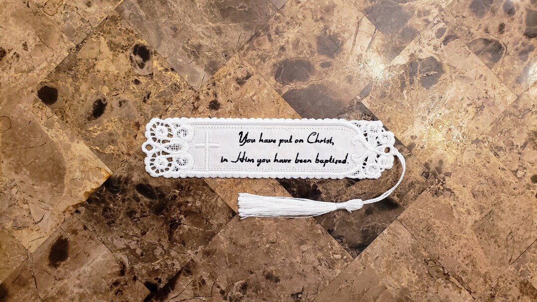 Baptismal Cannon Bookmark Made Embroidered Free Standing Lace - Etsy
