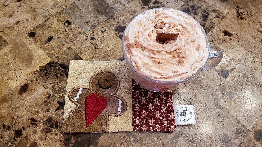 Gingerbread Man Cookie Mug Rug Christmas Rectangle Coaster Holiday ...