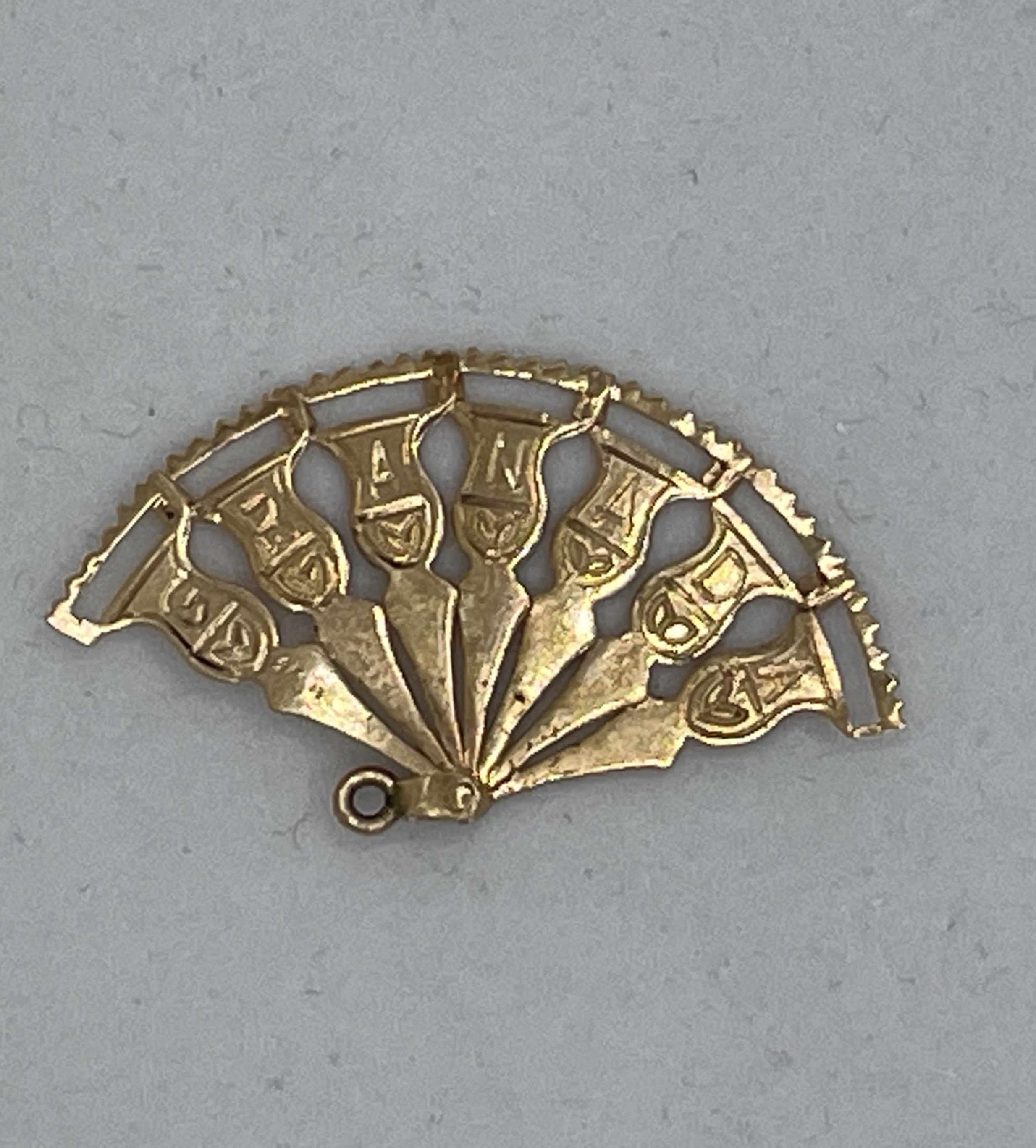 Fan Motif Charm in 14K Yellow Gold - Etsy
