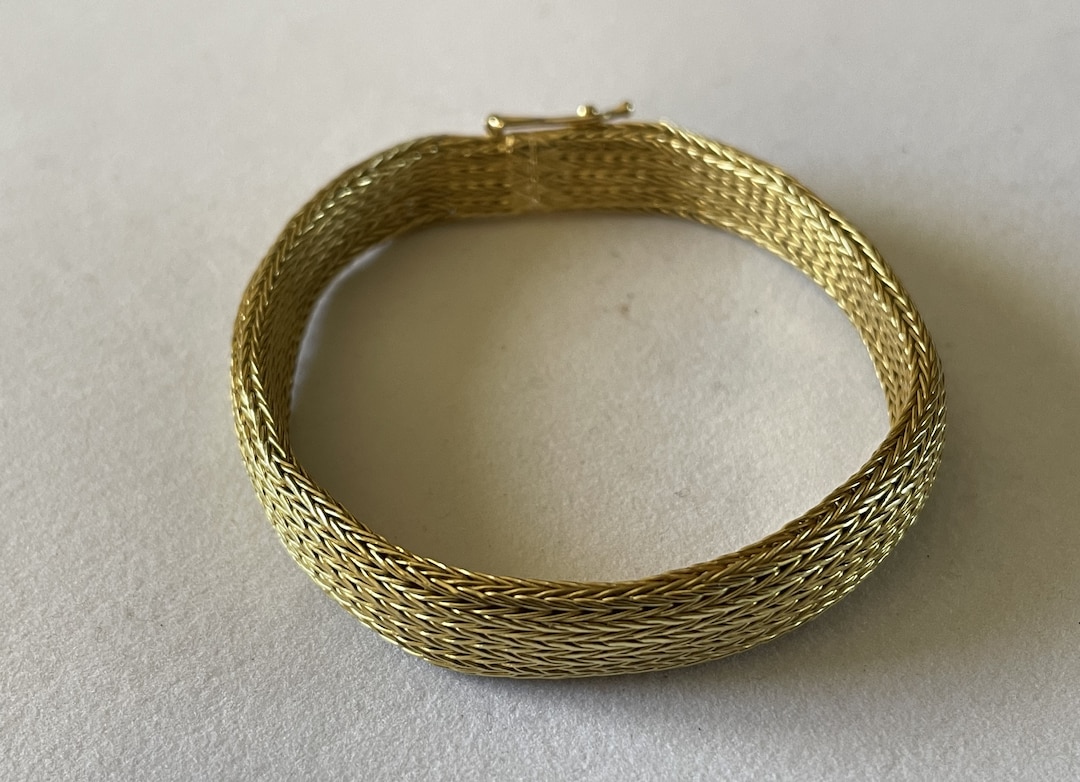 18K Gold Mesh Bracelet - Etsy