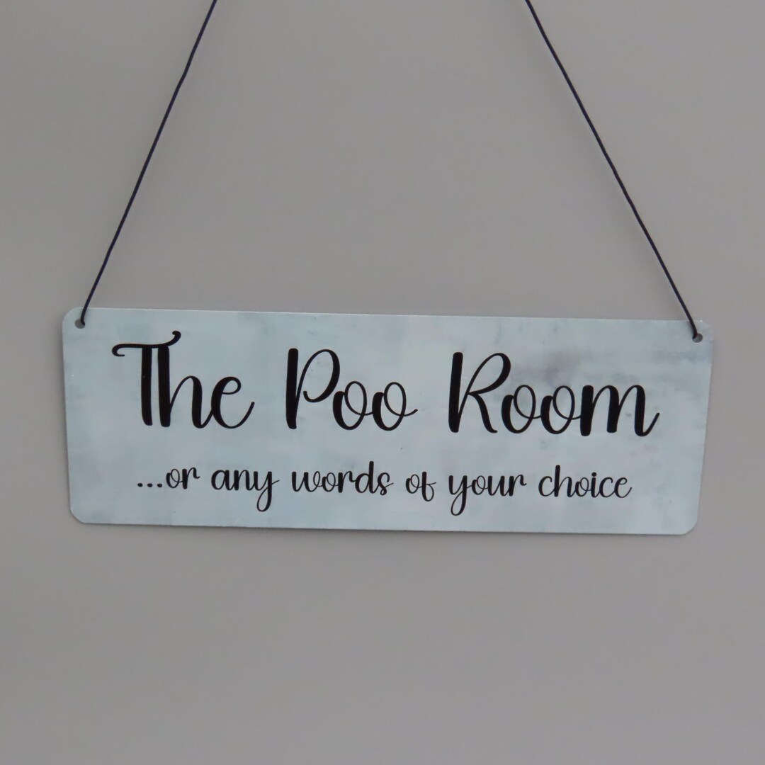 The Poo Room Sign, Personalised With Any Words, Metal Bathroom Plaque ...