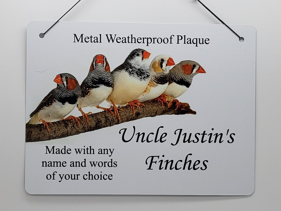 Finches Sign Personalised Aviary Plaque Bird House Finch Cage Name Gift ...
