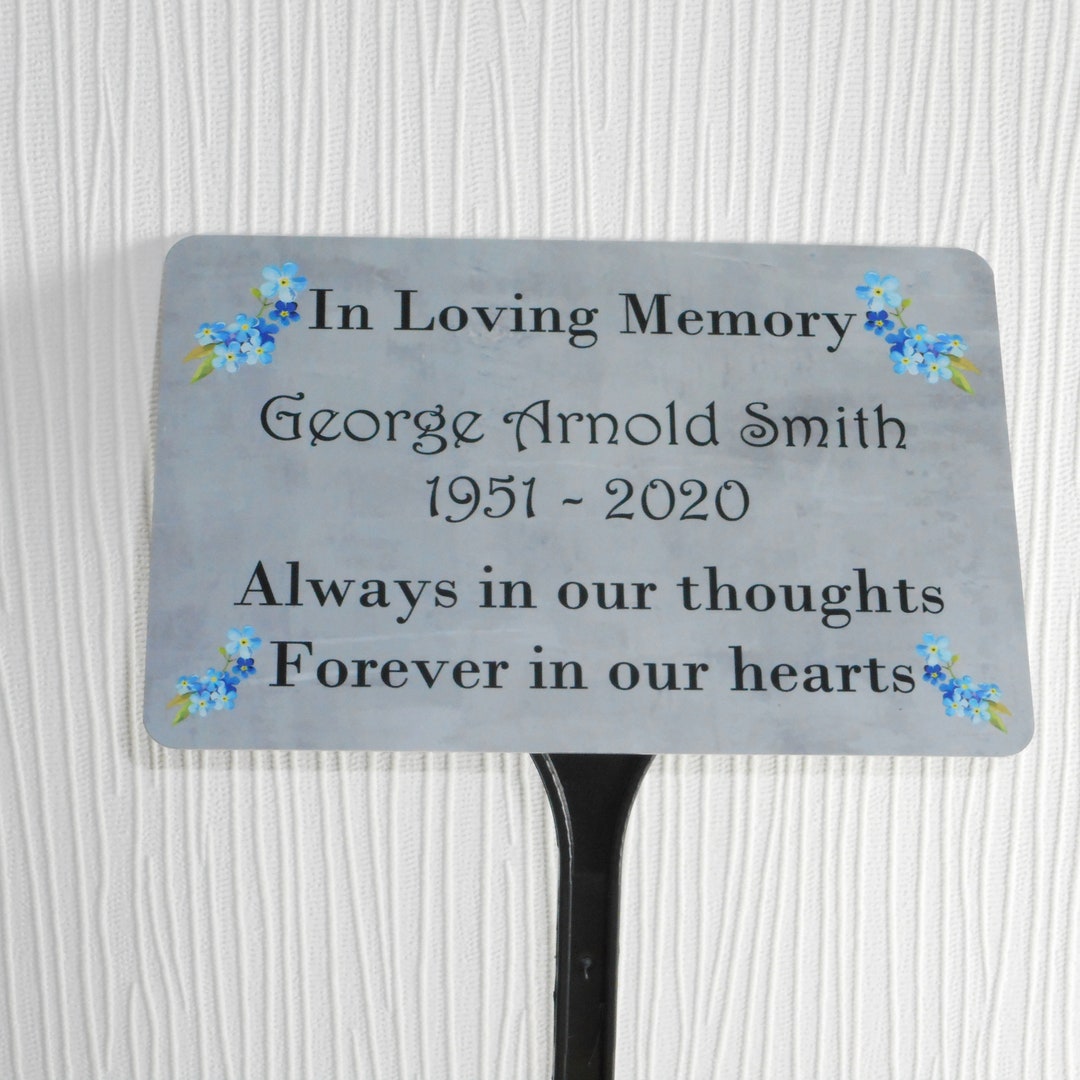 Personalized Memorial Plaque With Stake: Forget-me-not Grave Marker - Etsy