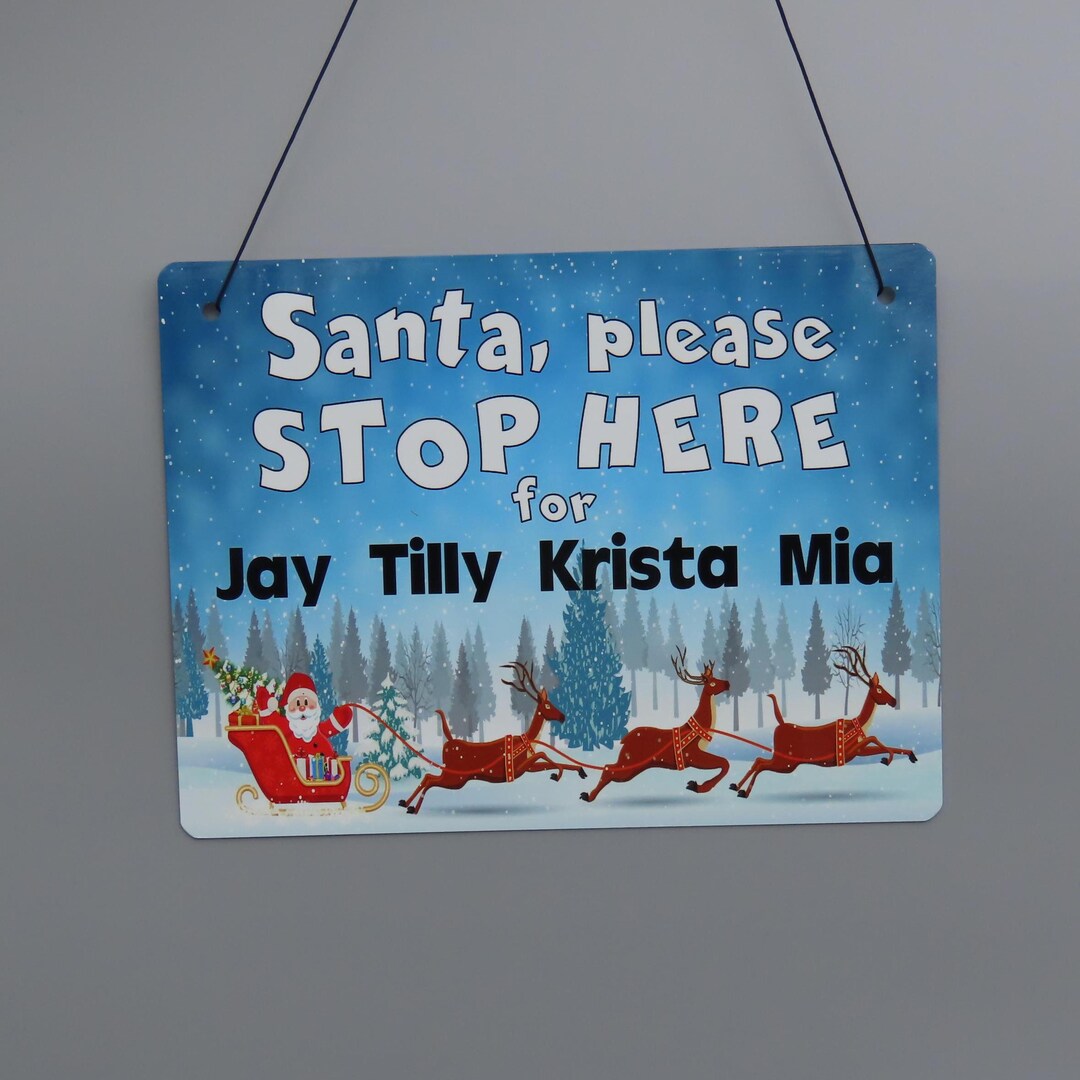 Santa Stop Sign With Names, Personalised Indoor or Outdoor Christmas ...