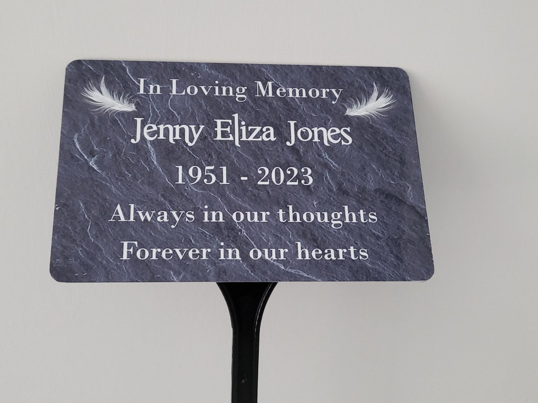 Personalised Memorial Plaque Metal Marker Memory Tree Grave Remembrance ...