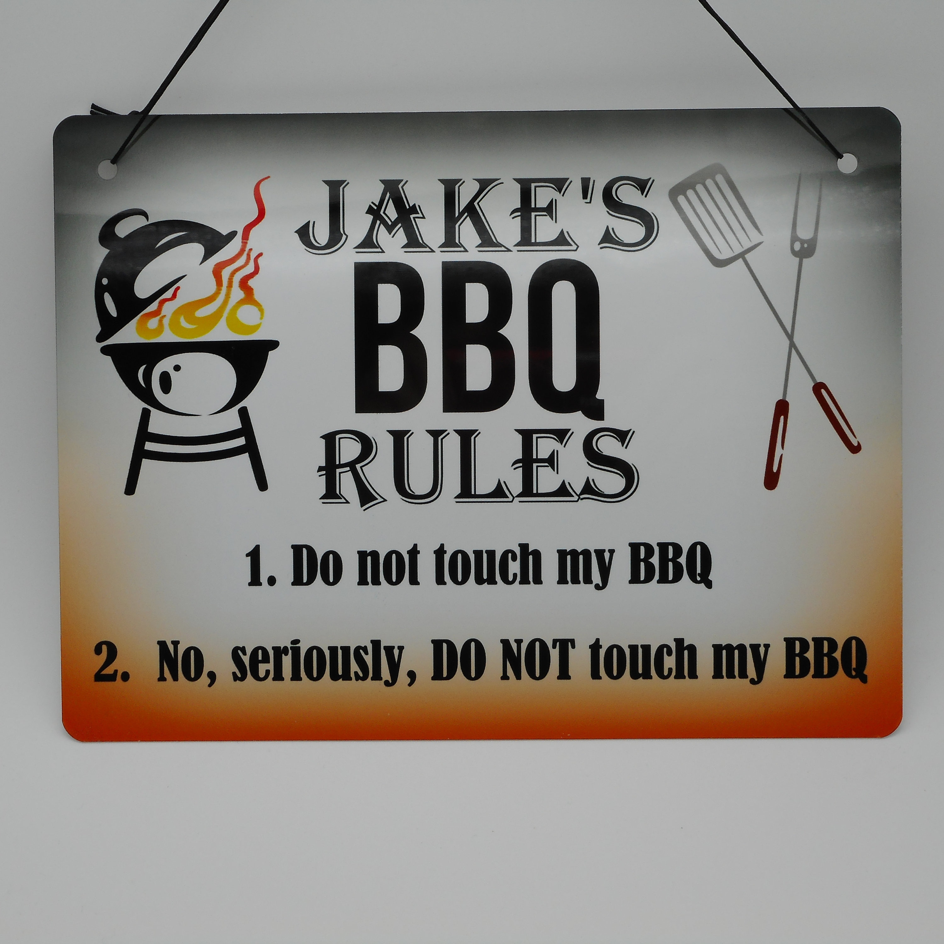 Personalised BBQ Sign Barbecue Plaque Funny Barbeque Rules Metal ...