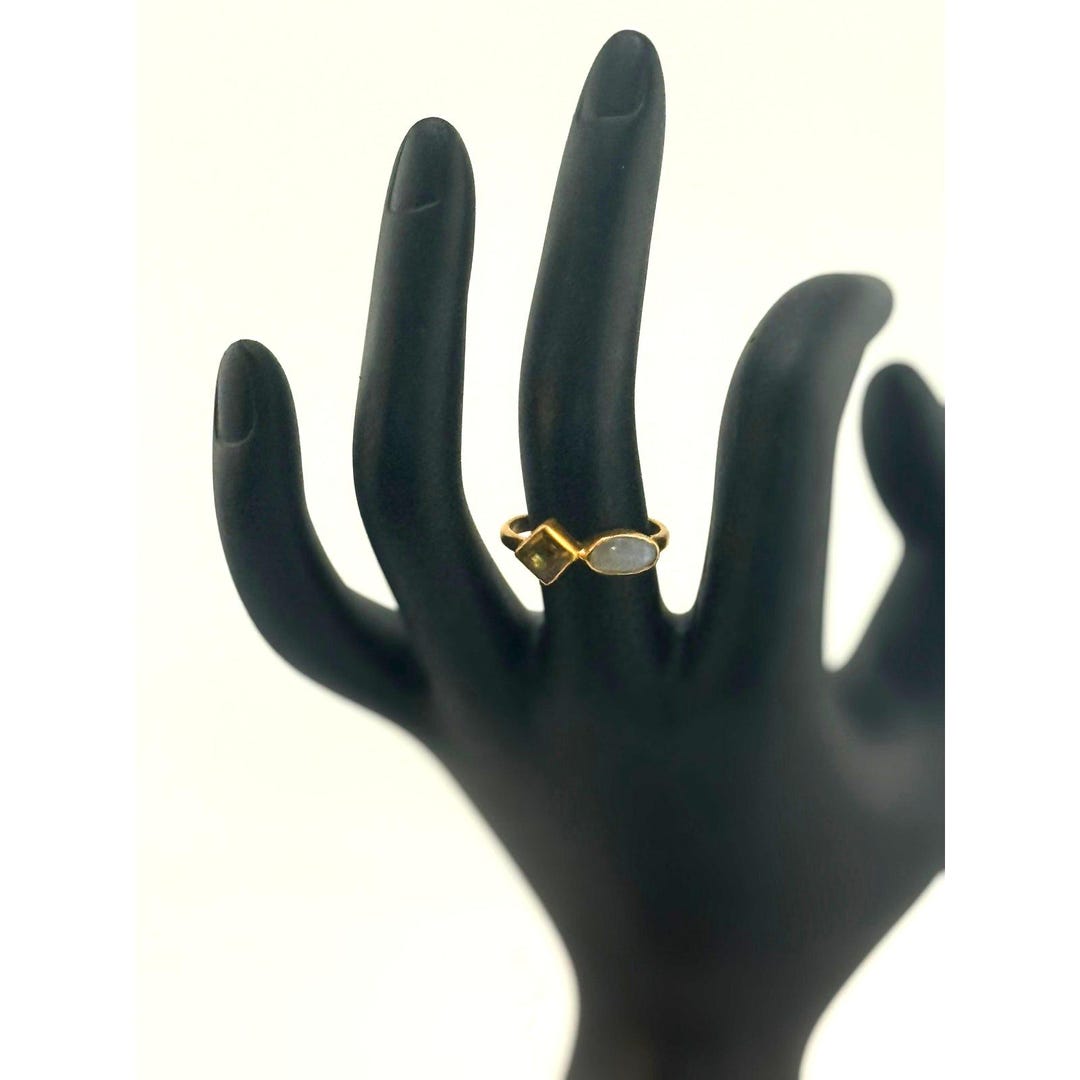 Jane Diaz Gold Plated Double Stone Ring Size 7.75 - Etsy