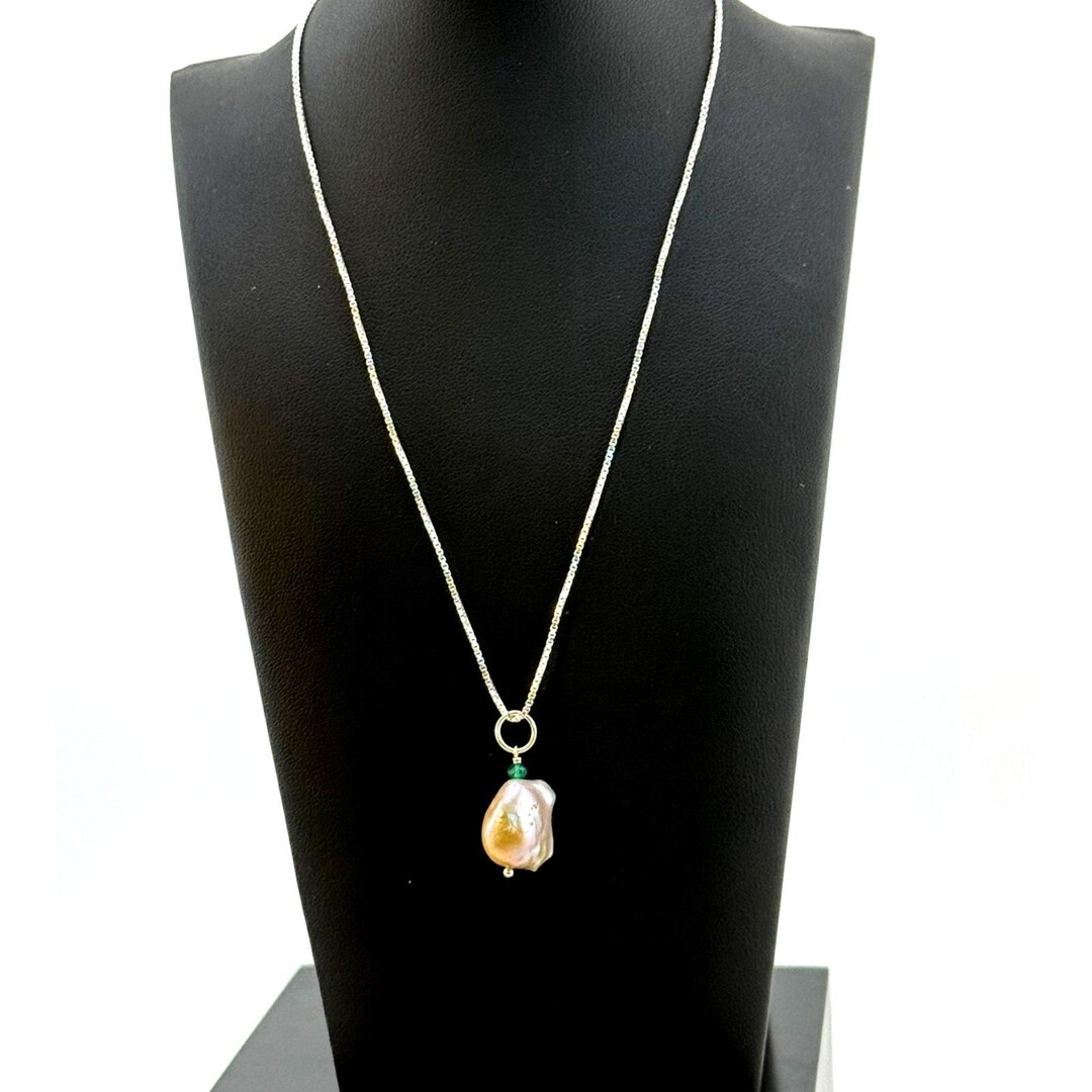 Nadine Leo Mississippi River Pearl Co Sterling Pearl Emerald Pendant ...