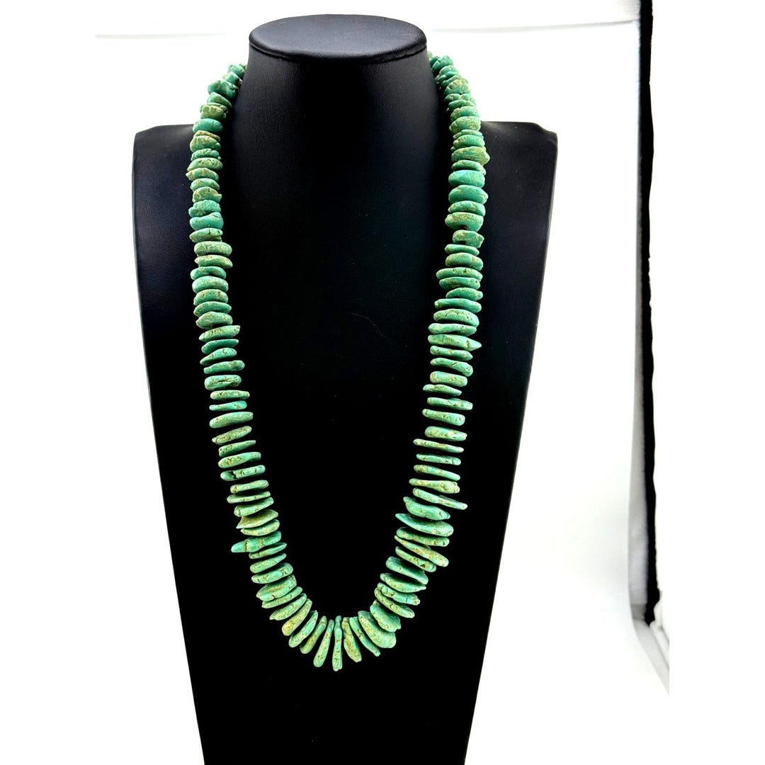 Vintage Sage Green Turquoise Disc Necklace Navajo Made - Etsy