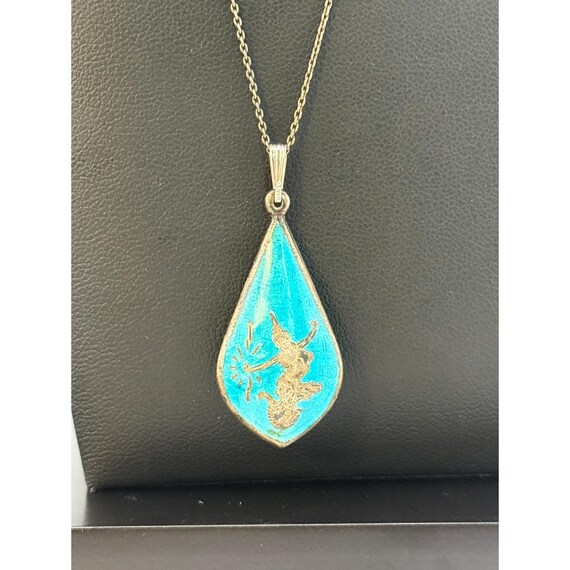 Vintage Siam Dancer Turquoise Teardrop Pendant Sterli… - Gem